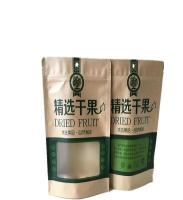 China Custom Kraft Paper Stand Up Pouches with Clear Window for Crepes Food Packaging 10k MOQ for sale