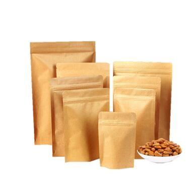 China snack packaging customized different sizes kraft zipper bags with window gift paper bag for sale