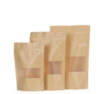 China Custom Kraft Stand Up Zipper Pouch with Window for Dried Food Packaging 10000pcs MOQ for sale