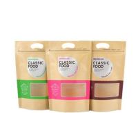 China Custom Printed Kraft Paper Stand Up Pouches with Window and Tear Notch Food Grade 10000 Pieces MOQ for sale