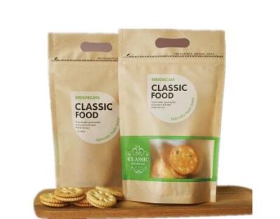 China Food grade colorful kraft paper plastic flat bottom zipper packaging bag for Cookie for sale