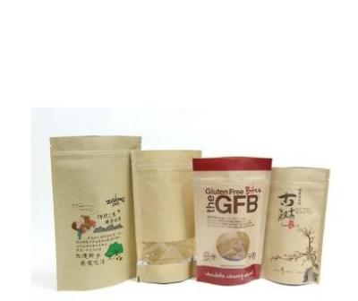 China Custom Kraft Paper Stand Up Pouch with Valve Resealable Zipper for Coffee Tea Nuts 10000pcs MOQ for sale