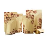 China Kraft Stand Up Pouch with Zipper for Coffee Bean Packing Custom Size 9 Colors Printing for sale