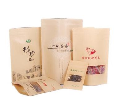 China Custom Printed Kraft Paper Stand Up Pouch with Clear Window for Snack Packaging Food Grade 10000pcs MOQ for sale