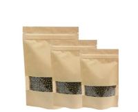China Custom PE Coated Kraft Paper Food Bag with Window and Zipper 10000pcs MOQ for sale