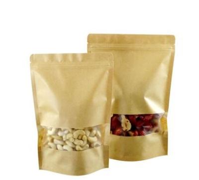 China Custom Kraft Paper Wax Lined Bags with Clear Window for Dried Food Moisture Proof 10000 Pcs MOQ for sale