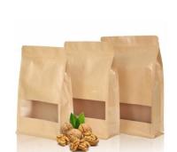 China Eco Friendly Recycled Kraft Paper Bag with Clear Window Resealable Zipper for Food Packaging Custom Size for sale