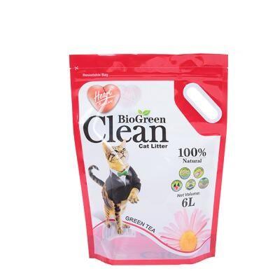China Custom Printed Stand Up Eco-Friendly PE Food Packaging Bag for Cat Litter with Hanger 20-200 Micron for sale
