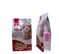 China Food Grade Flat Bottom Zipper Stand Up Pouch Plastic Pet Food Bag Custom Size 100g for sale