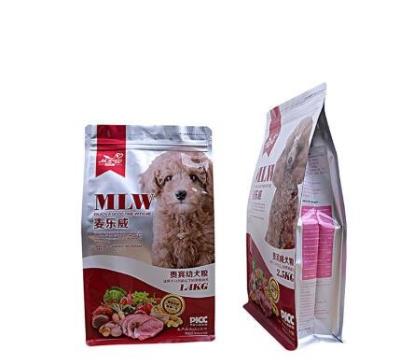 China Food Grade Flat Bottom Zipper Stand Up Pouch Plastic Pet Food Bag Custom Size 100g for sale