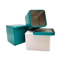 China Custom Square Metal Tea Tin Box Food Grade 100g Capacity for Coffee Cookie Candle Packaging for sale