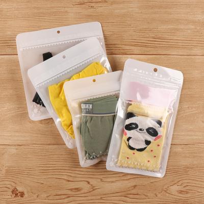 China Custom White Zipper Bag with Euro Hole for Panty Packaging 20-200 Micron for sale
