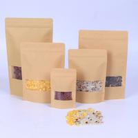 China Food Grade Brown Kraft Paper Stand Up Zipper Poly Bags with Clear Window Custom Size for sale