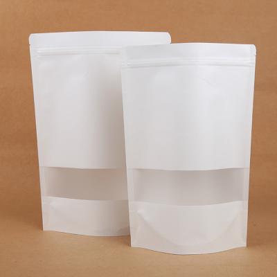 China White Kraft Paper Zipper Poly Packing Bags for Food with Clear Window Custom Size for sale