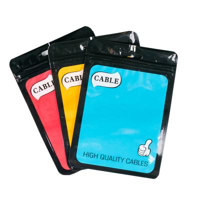 China Custom Printed Mylar Aluminum Foil Heat Seal Bag with Euro Hanger for USB Cable Packing 10000pcs MOQ for sale