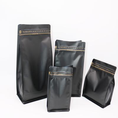 China 500g Black Matte Flat Bottom Coffee Bags with One Way Valve for Freshness for sale