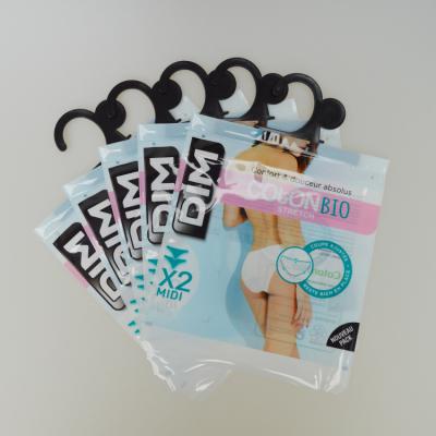 China Custom Printed OPP Plastic T-Shirt Bags with Hook for Underwear Packaging 20-200 Micron for sale