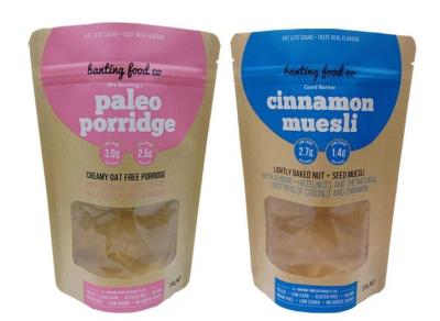 China Eco Friendly Kraft Paper Stand Up Pouch with Window Custom Size Food Grade Plastic Bag for sale