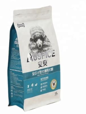China Printed recycled material flat bottom pet dog food packaging plastic bag with zipper for sale