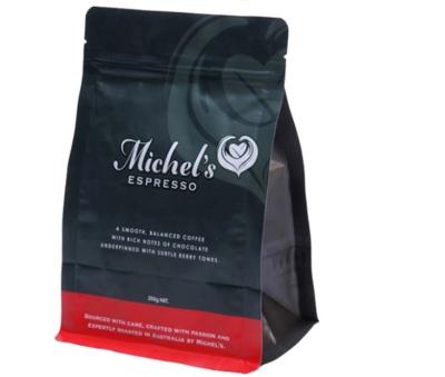 China Side gusset Matte black aluminum foil stand up pouch coffee bag packaging for sale