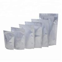 China Food Grade Resealable Stand Up Barrier Pouch Silver Aluminum Foil Zipper Bag 100mm x 150mm for sale