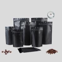 China Matt Black Aluminum Foil Compostable Coffee Pouch Bag with Valve 250g Side Gusset Flat Bottom for sale