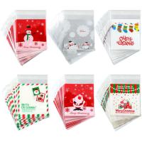 China PE Self Adhesive Clear Christmas Cellophane Treat Bags for Candy Cookie Packaging 10000 Pieces for sale