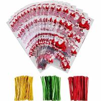 China OPP Christmas Cellophane Treat Bags with Twist Ties 20-200 Micron Custom Size for sale