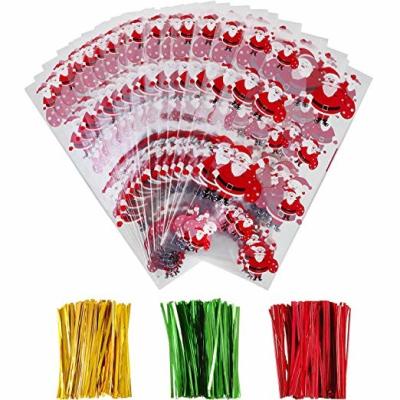 China OPP Christmas Cellophane Treat Bags with Twist Ties 20-200 Micron Custom Size for sale