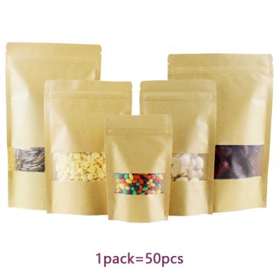 China Brown Kraft Paper Stand Up Pouches with Zipper Resealable Food Grade 20-200 Micron Thickness for sale