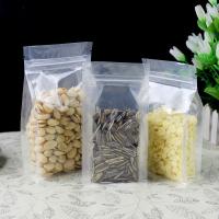 China Resealable Clear Stand Up Pouch 8 Side Quad Seal Block Bottom Gusset Box Zipper Bag Custom Size for sale