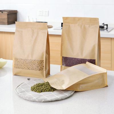 China Wholesale Recycled Brown Kraft Paper Zip Top Food Bags with Window Custom Size 20-200 Micron for sale
