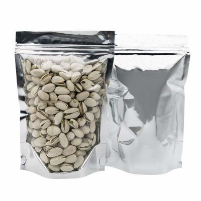 China Stand Up Clear Silver Zip Lock Resealable Aluminum Mylar Foil Bag 20-200 Micron for sale