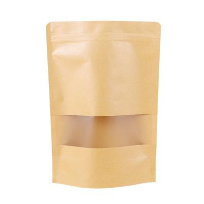 China Custom Stand Up Kraft Paper Zipper Pouch Bag with Clear Window 20-200 Micron for sale
