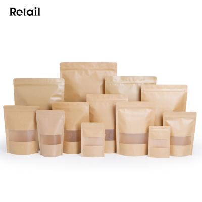 China Custom Kraft Stand Up Zipper Food Bags with Notch Matte Window 20-200 Micron for sale