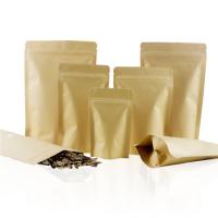 China Resealable Stand Up Zipper Pouch Kraft Paper Aluminum Foil Lined Food Packaging Bags with Window Custom Size for sale