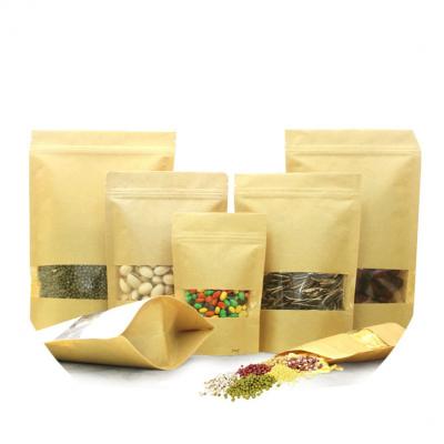 China Kraft Paper Bags with Clear Window Plastic Lined Zip Lock Food Storage Packaging 10000 Pieces for sale