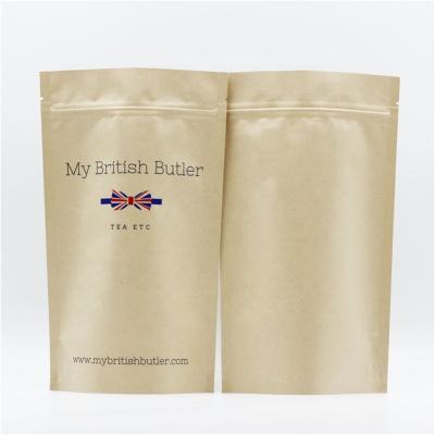 China Custom Printed Stand Up Kraft Paper Bags with Zipper for Tea Packing 10000 Pieces MOQ for sale