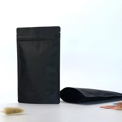 China Matte Black Stand Up Aluminum Foil Zipper Pouch Custom Size 20-200 Micron for Coffee Food Packaging for sale