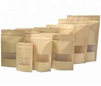 China Custom Kraft Paper Stand Up Pouch with Zipper and Window 10000 Pieces MOQ for sale