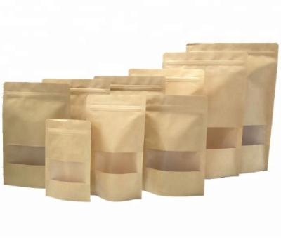 China Custom Kraft Paper Stand Up Pouch with Zipper and Window 10000 Pieces MOQ for sale