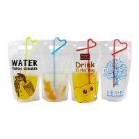 China Clear Stand Up Juice Pouch with Reclosable Zipper and Straw 100ml to 2000ml Custom Size for sale
