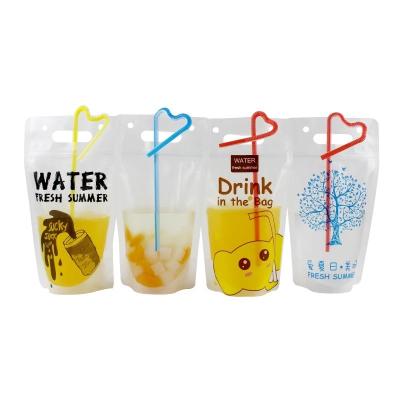 China Clear Stand Up Juice Pouch with Reclosable Zipper and Straw 100ml to 2000ml Custom Size for sale