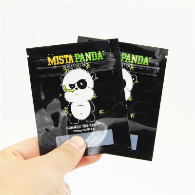 China Custom Printed 0.5g 1g 2g Black Matte Smell Proof Aluminum Foil Zipper Bags for sale