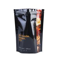 China Black Printing Eight-Sided Zipper Stand Up Aluminum Foil Food Grade Bag for Tobacco Packing Custom Size for sale