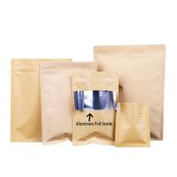 China Flat Bottom Resealable Kraft Paper Bags with Zipper Foil Lined for Food 20-200 Micron for sale