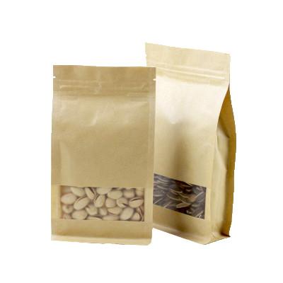 China Resealable Custom Zipper Top Kraft Paper Stand Up Pouch Food Packaging Bag 100mm x 150mm for sale