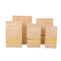 China 100% Recycled Kraft Paper Stand Up Pouches with Clear Window 20-200 Micron Custom Size for sale