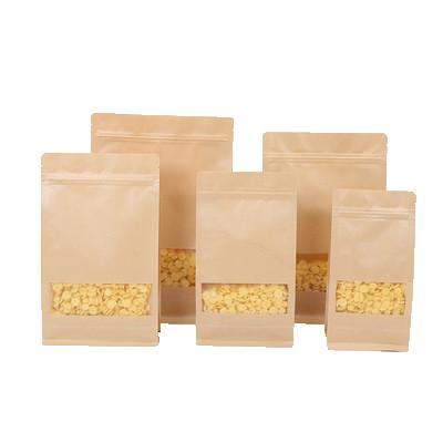 China 100% Recycled Kraft Paper Stand Up Pouches with Clear Window 20-200 Micron Custom Size for sale