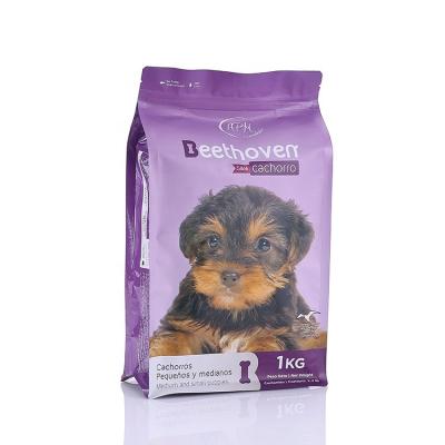 China Custom Metallic Mylar Flat Bottom Pouch with Resealable Zipper for Pet Food Packaging 5K MOQ for sale